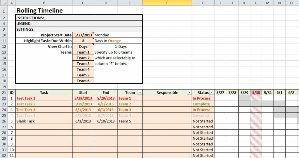 Rolling Timeline Excel Template (v1.3) – Michael Romaniello